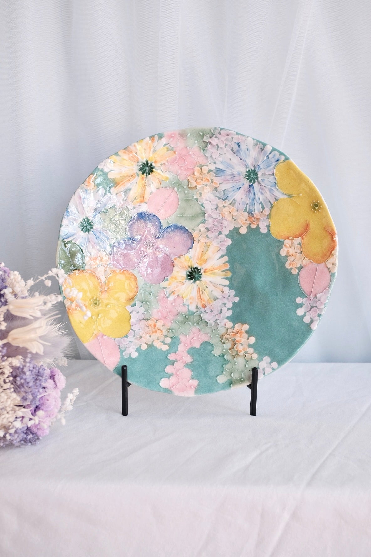 Seto Ware Flower Turquoise Pasta Plate – Yochi Cups