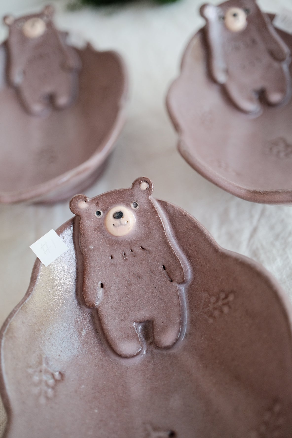 Tsubouchi Mayumi 坪内真弓 Bear Shaped Oval Mini Plate MT05 - Brown Bear ...