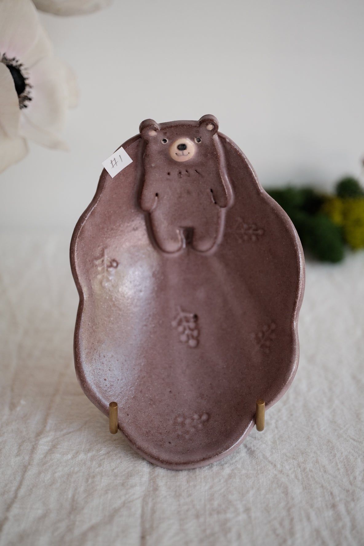 Tsubouchi Mayumi 坪内真弓 Bear Shaped Oval Mini Plate MT05 - Brown Bear ...