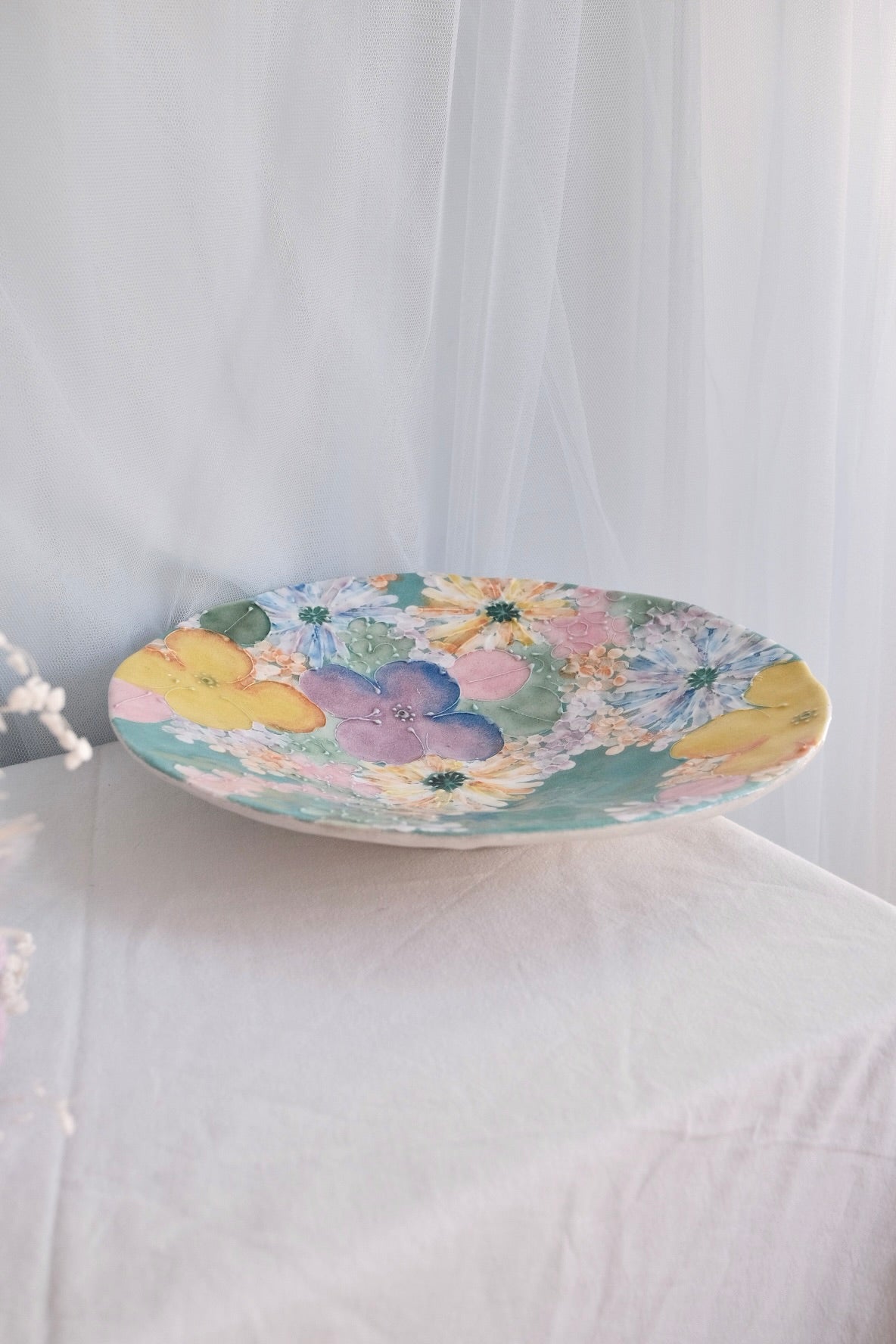 Seto Ware Flower Turquoise Pasta Plate – Yochi Cups