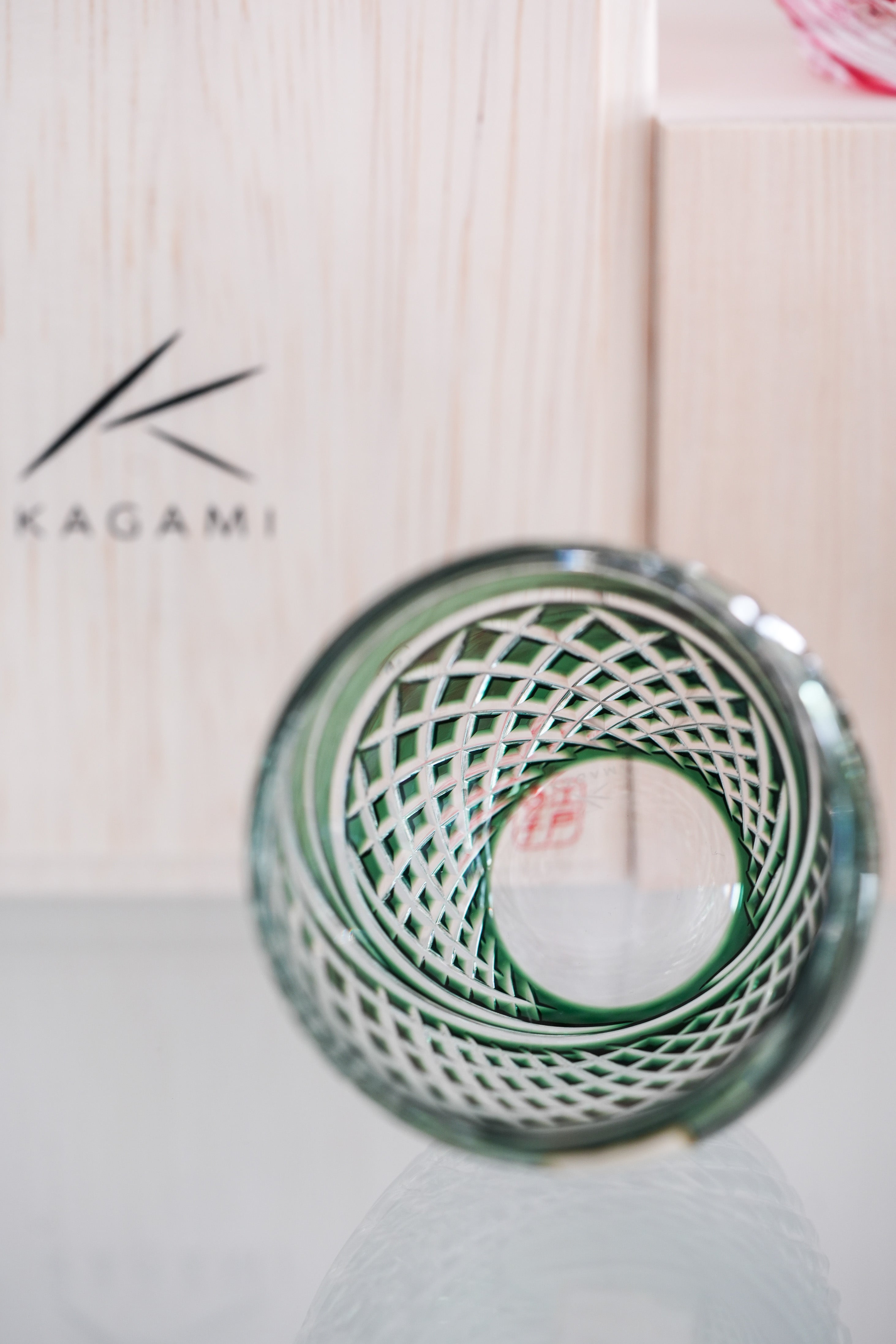 Kagami Crystal - Sake Glass, Edo Kiriko Green – Yochi Cups